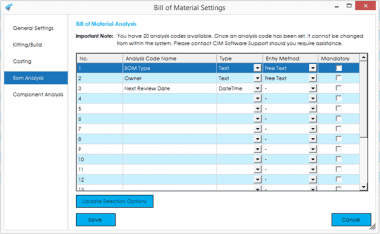 BOM Analysis - CIM Software