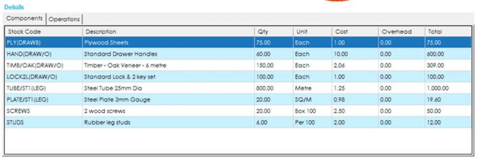 Costing Tab - CIM Software