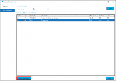 Amend Receipts - CIM Software