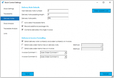 Delivery Note Settings - CIM Software