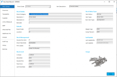 Main Details Tab - CIM Software