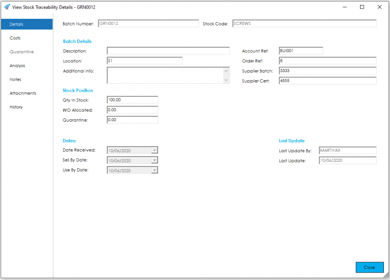 Details Tab - CIM Software