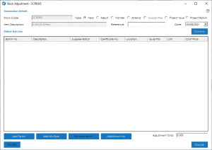 Traceable Stock Adjustment - CIM Software