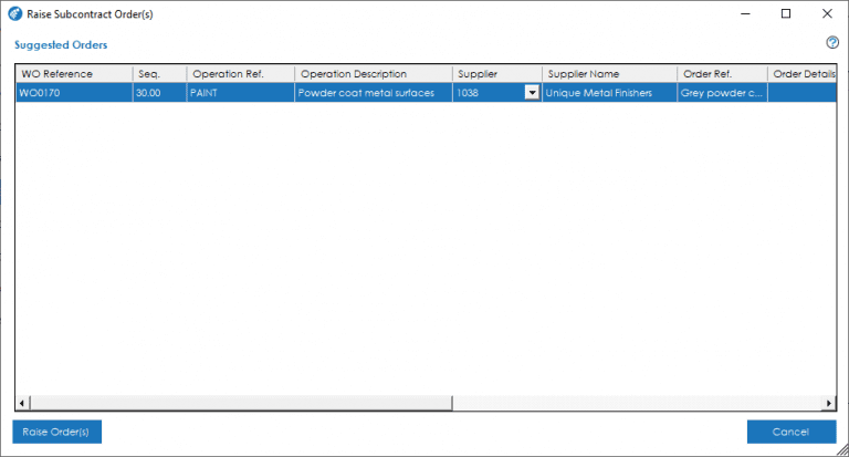 Subcontracting Tab - CIM Software