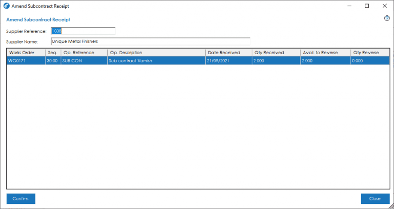 Subcontracting Tab - CIM Software