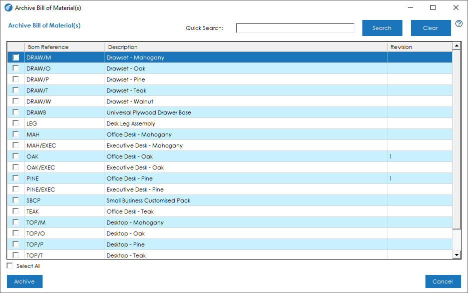 Archive Bill of Materials - CIM Software