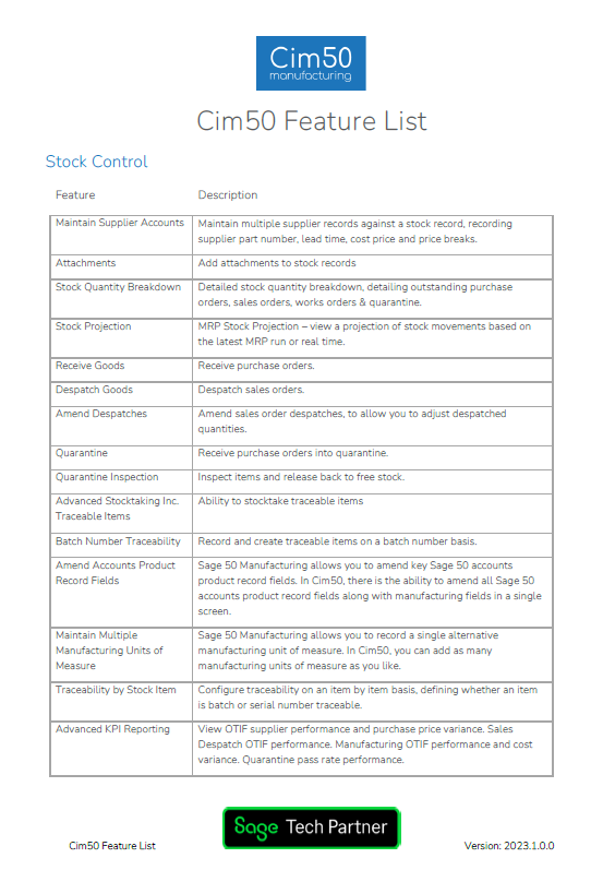 Cim50 - Carbon Footprint - CIM Software