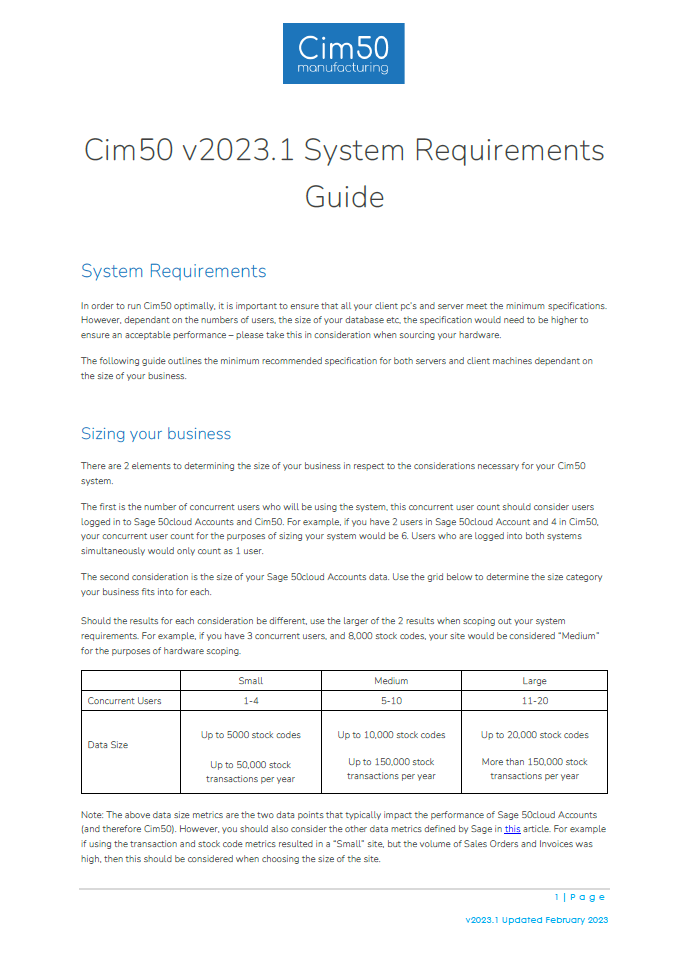 Cim50 - Carbon Footprint - CIM Software