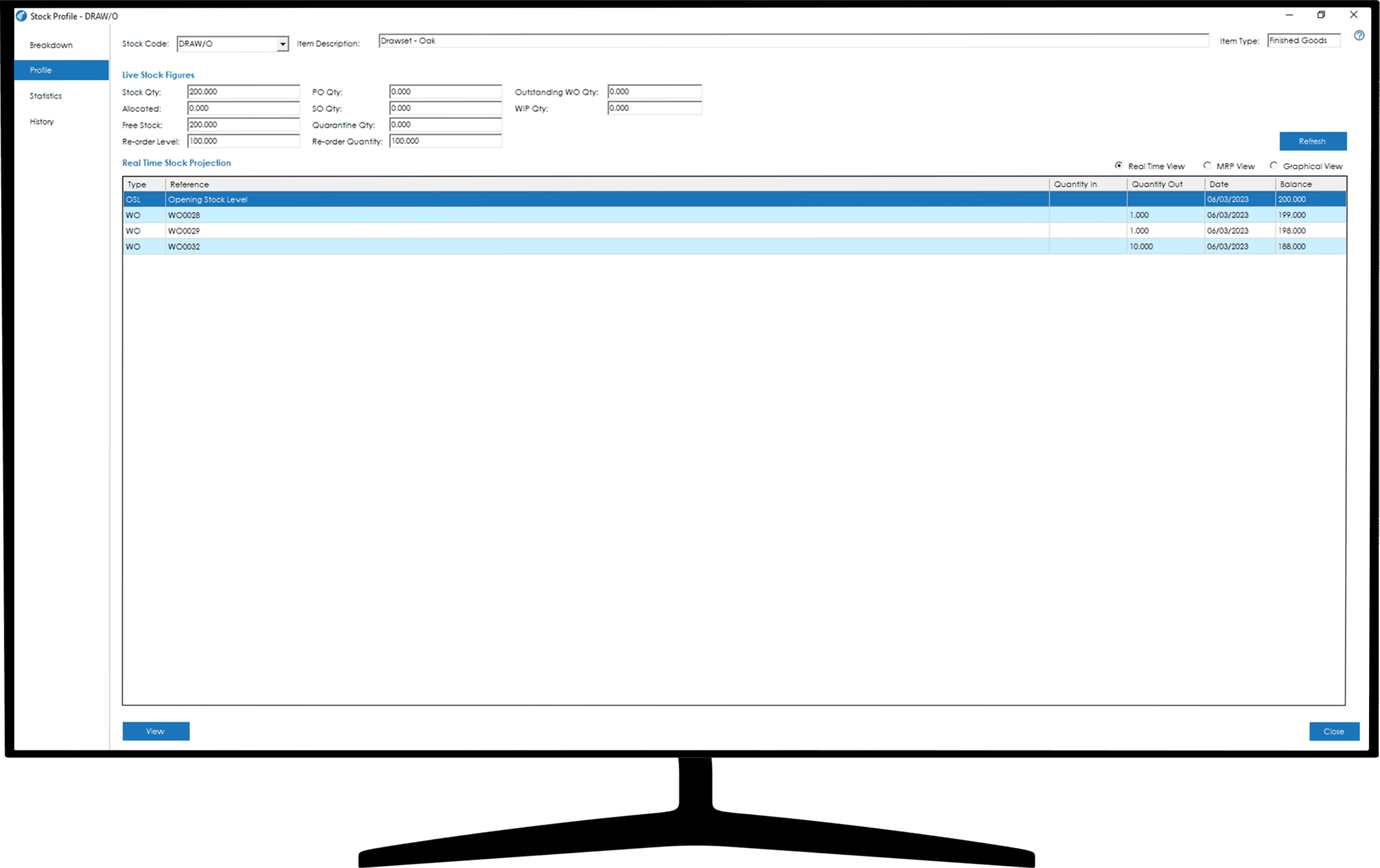 Cim50 - Stock Control Software for Manufacturing