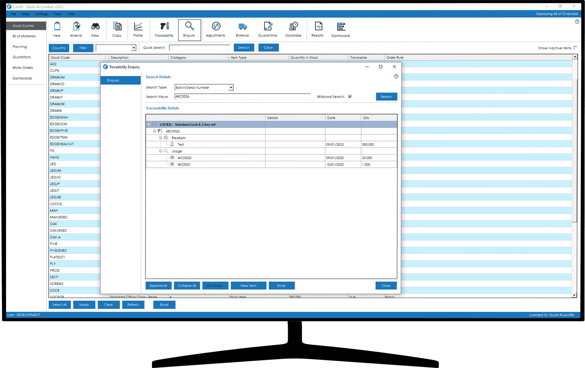 Cim50 - Stock Control Software for Manufacturing