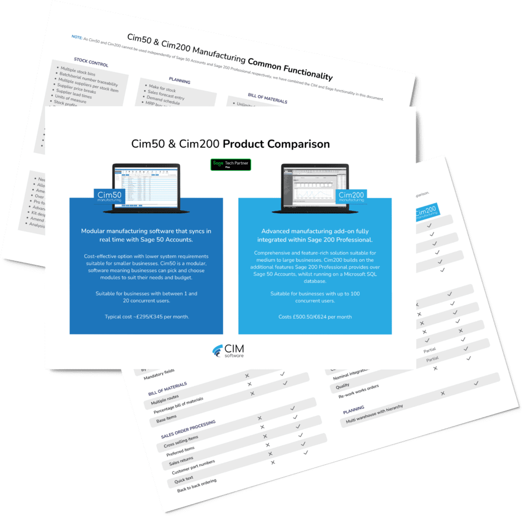 Cim50 vs Cim200 - Manufacturing ERP Software Comparison - CIM Software